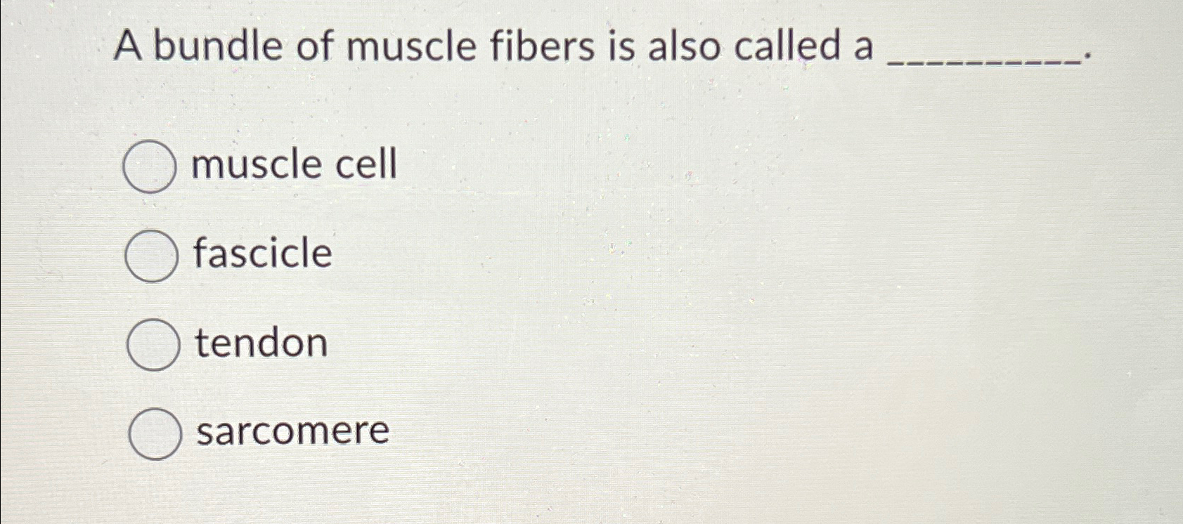 Solved A bundle of muscle fibers is also called amuscle | Chegg.com