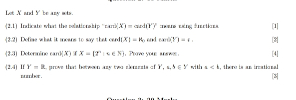 Solved Let x ﻿and Y ﻿be any sets.(2.1) ﻿Indicate what the | Chegg.com