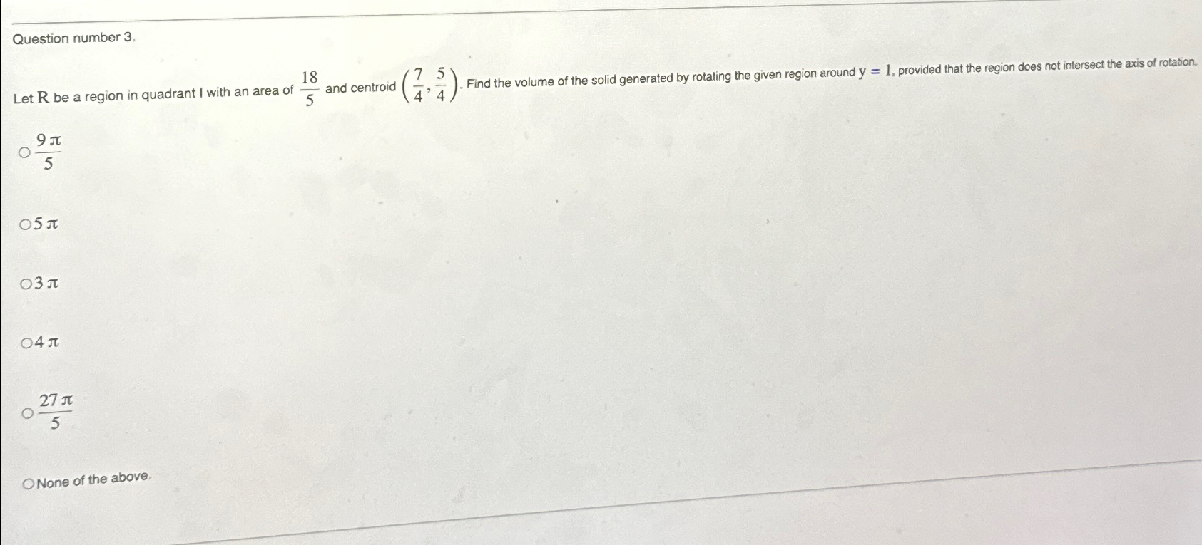 Solved Question number 3.Let R ﻿be a region in quadrant I | Chegg.com