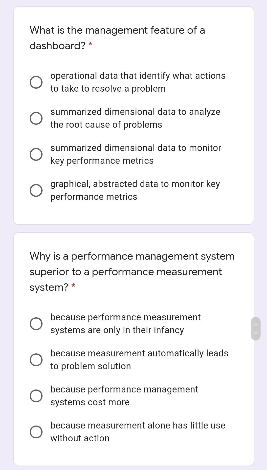 Solved Dashboards can be presented at all the following | Chegg.com
