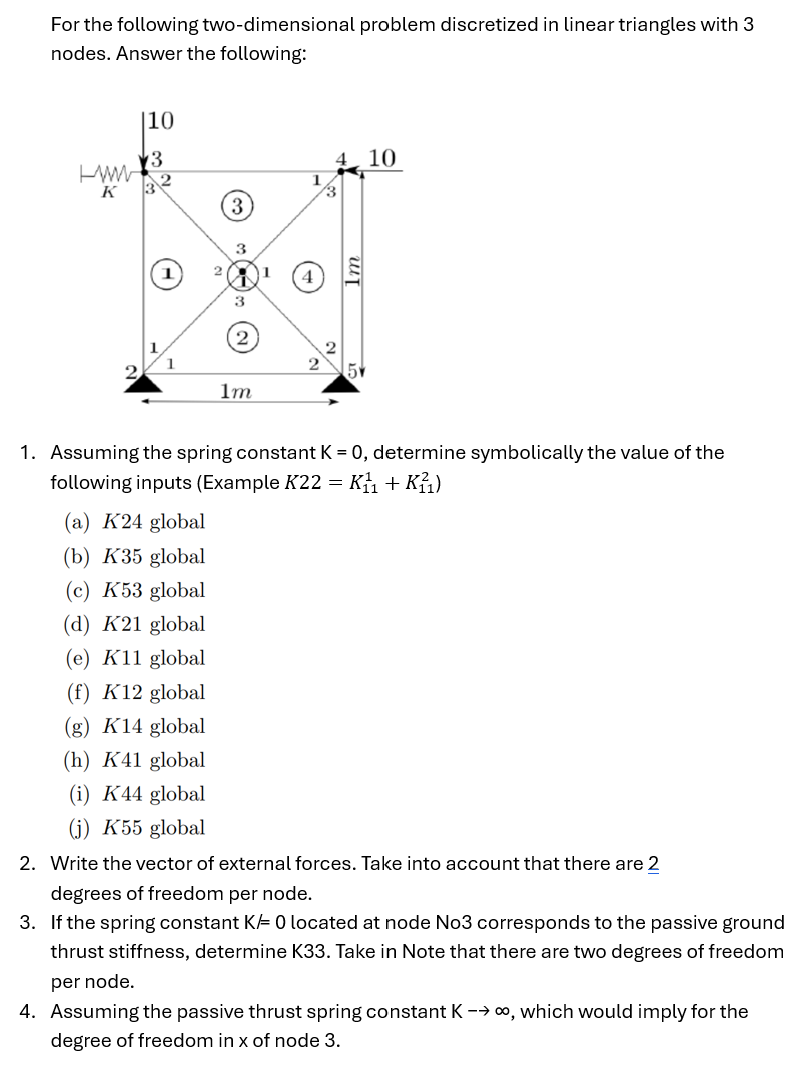 Solved For the following two-dimensional problem discretized | Chegg.com