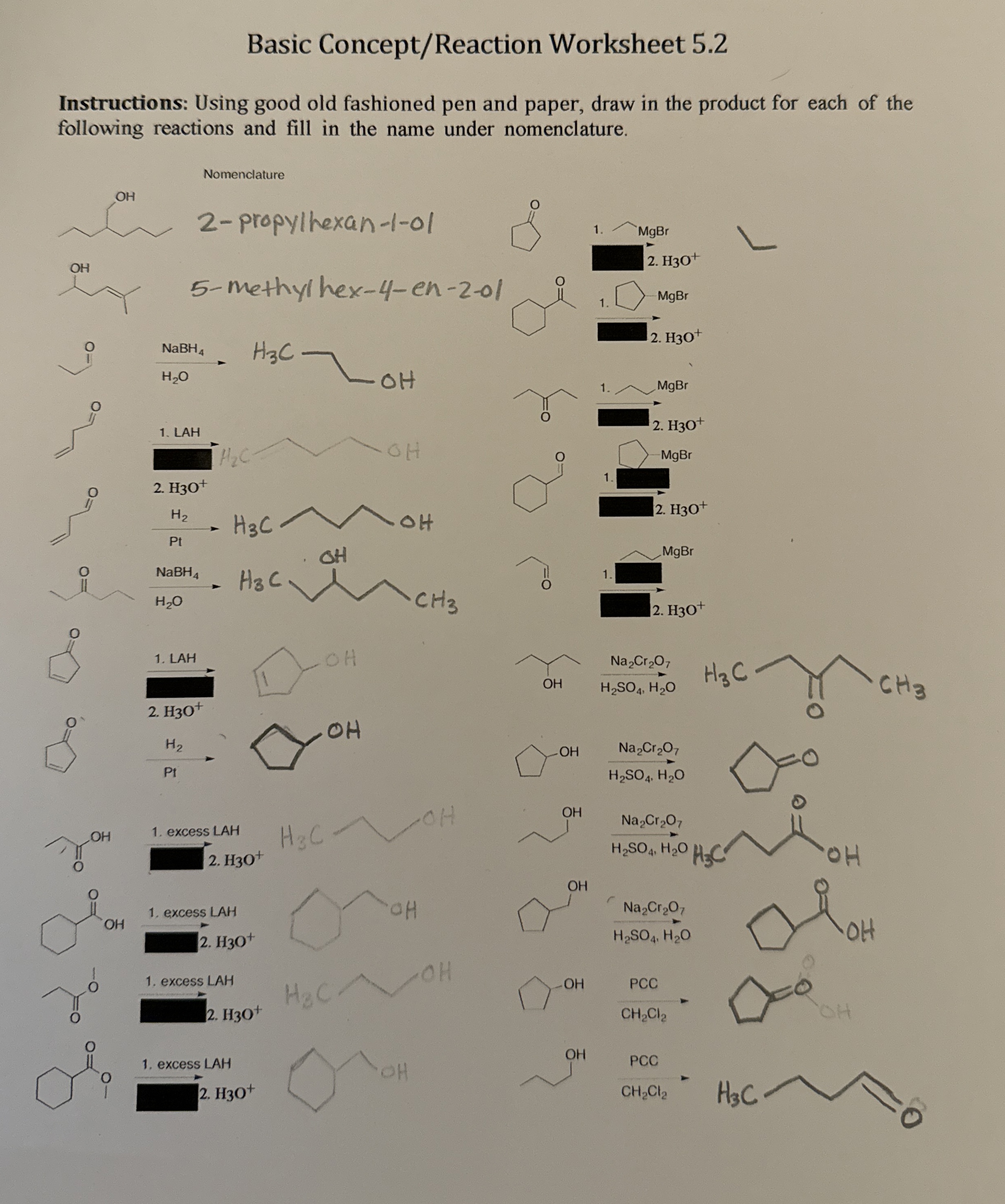 Solved by an EXPERT Basic Concept/Reaction Worksheet 5.2Instructions: | Chegg.com