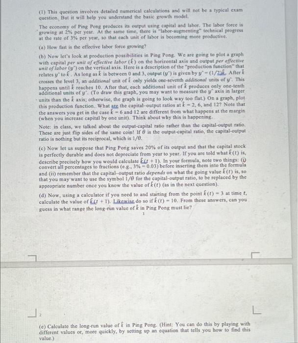 Solved (1) This question involves detailed numerical | Chegg.com
