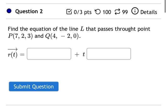 Solved Find the equation of the line L that passes throught | Chegg.com