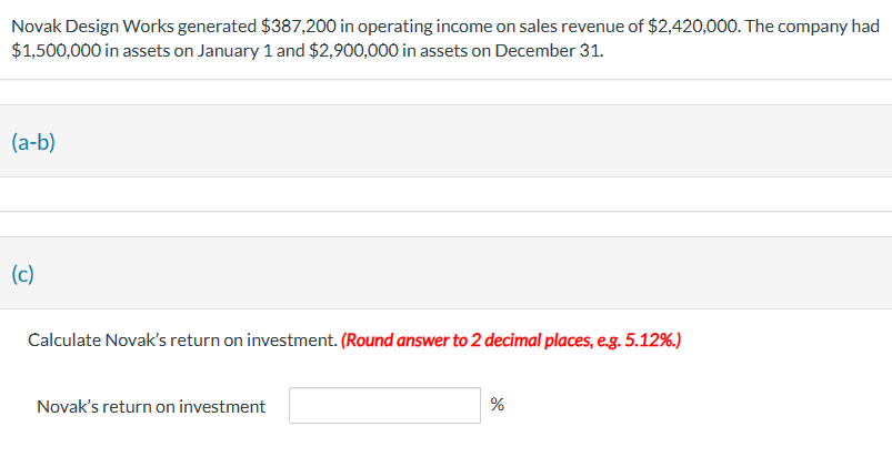 Solved Novak Design Works generated $387,200 ﻿in operating | Chegg.com