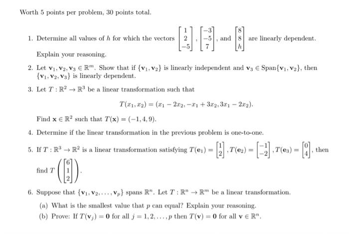 Solved Worth 5 points per problem, 30 points total. 101 and | Chegg.com