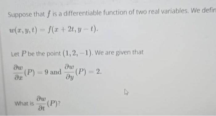 Solved Suppose that f is a differentiable function of two | Chegg.com