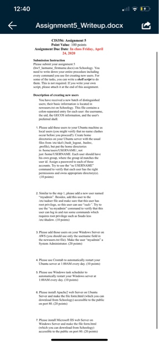 Submission Instruction Please submit your assignments | Chegg.com