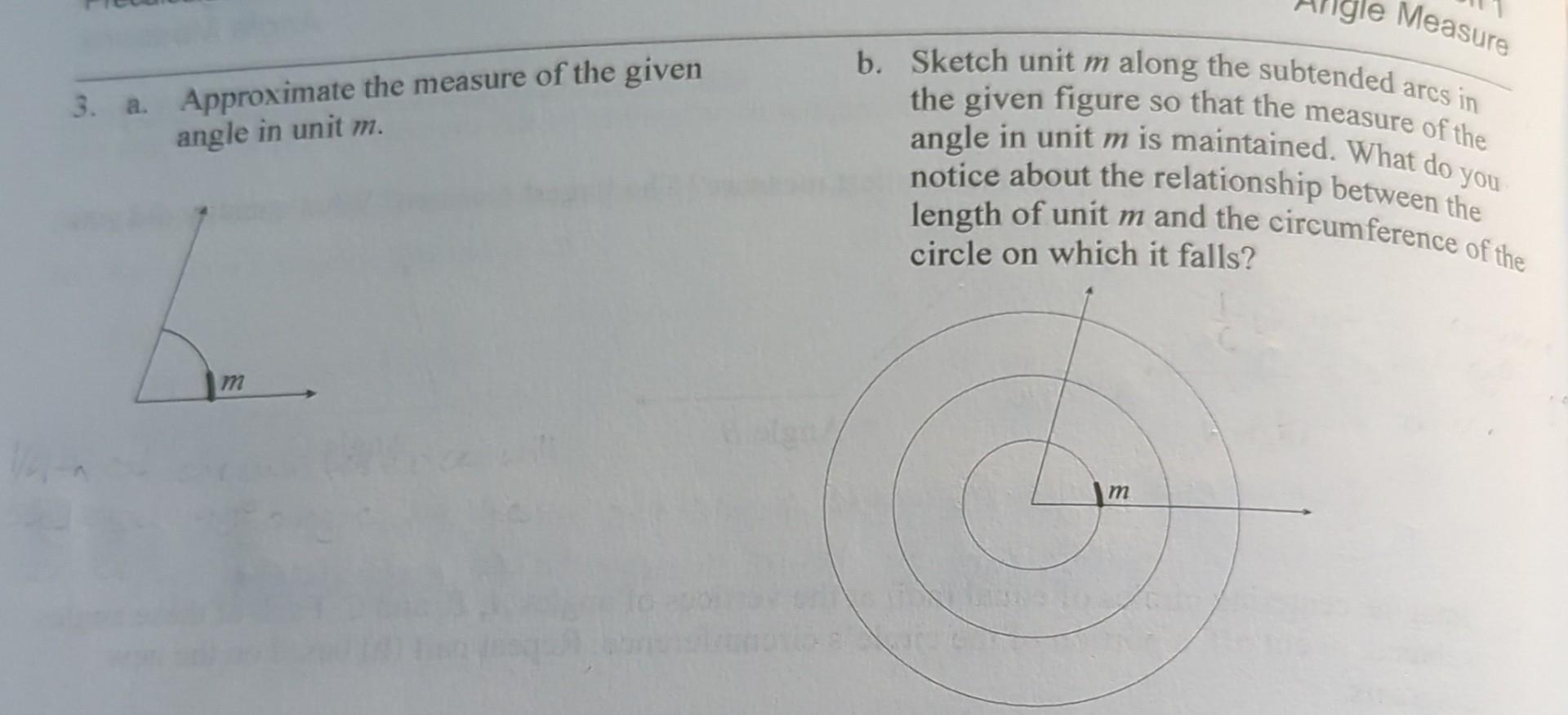 3. a. Approximate the measure of the given angle in | Chegg.com