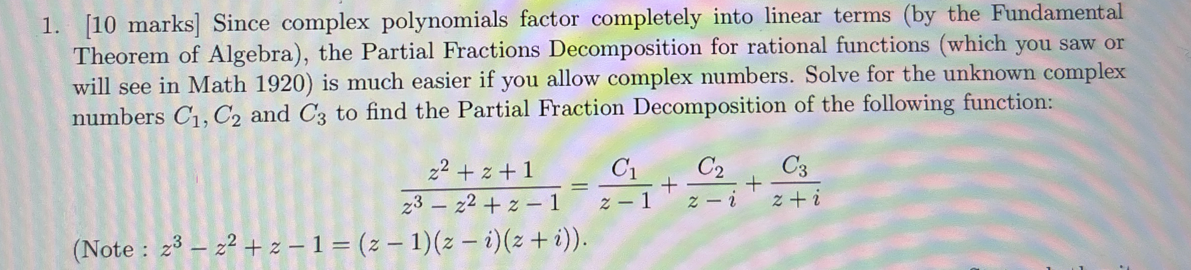 Solved Solve for the unknown complex numbers C1,C2 ﻿and C3 | Chegg.com