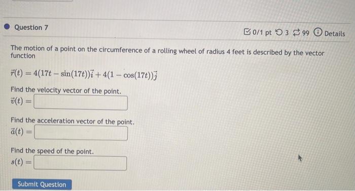 Solved The motion of a point on the circumference of a | Chegg.com