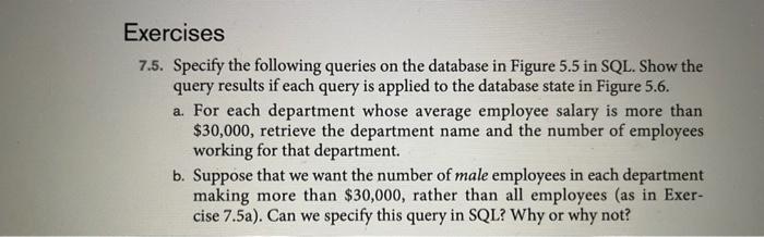 Solved Exercises 7 5 Specify The Following Queries On The