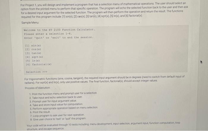 Solved For Project 1 You Will Design And Implement A