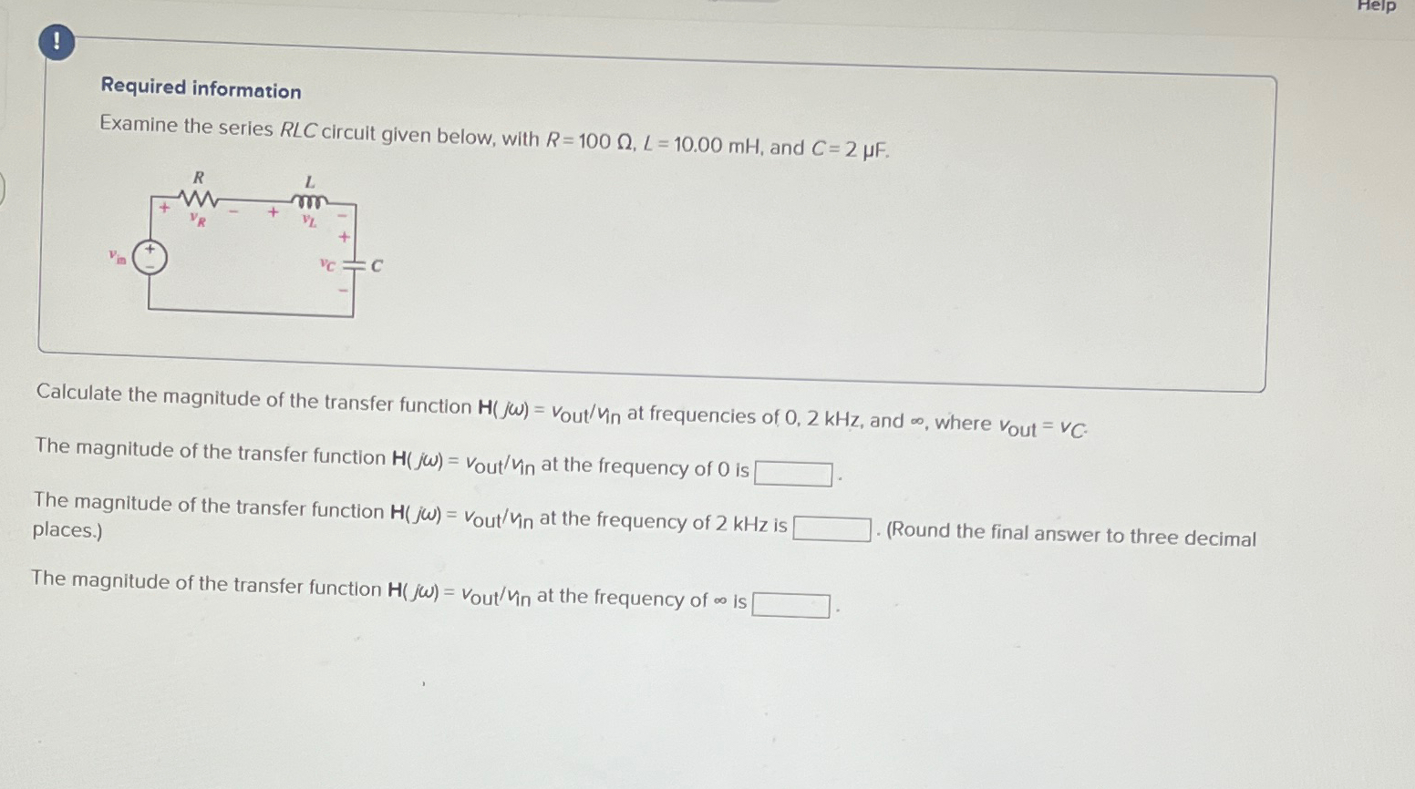 Solved !Required informationExamine the series RLC ﻿circult | Chegg.com