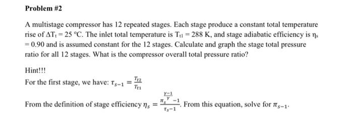 Solved A multistage compressor has 12 repeated stages. Each | Chegg.com