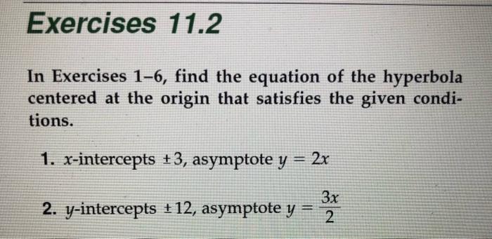 Solved Exercises 11.2 In Exercises 1-6, find the equation of | Chegg.com