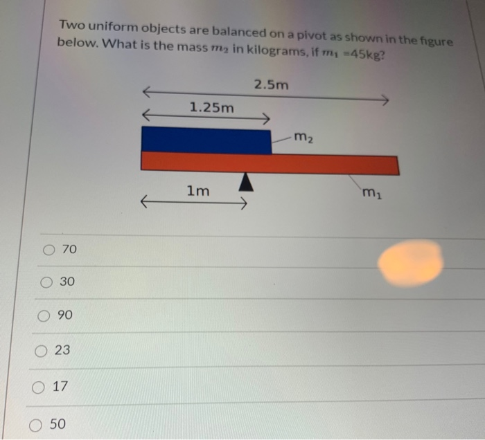 Solved Two uniform objects are balanced on a pivot as shown | Chegg.com