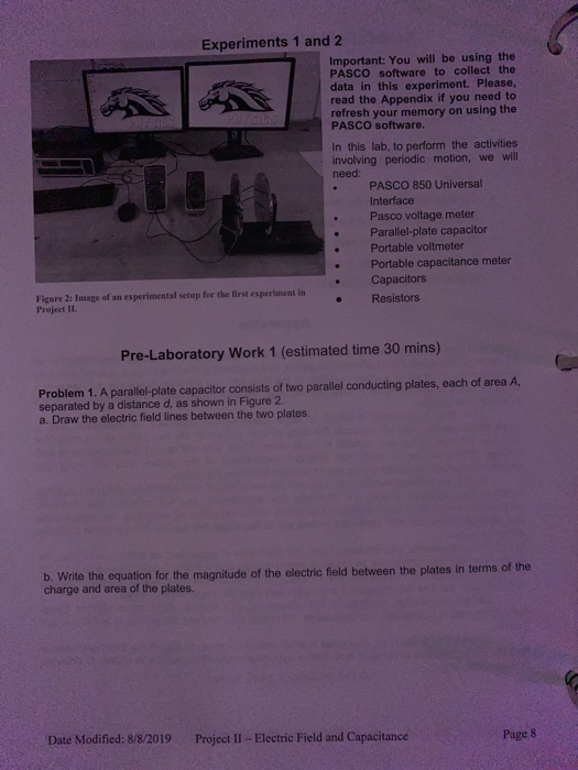 Solved Experiments 1 and 2 Important: You will be using the | Chegg.com