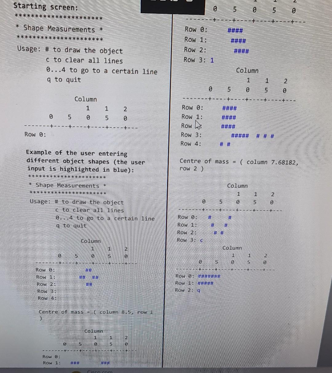 Solved Shape Measurement Tool - Requirements The program | Chegg.com