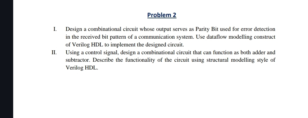 Problem 2I. Design a combinational circuit whose | Chegg.com