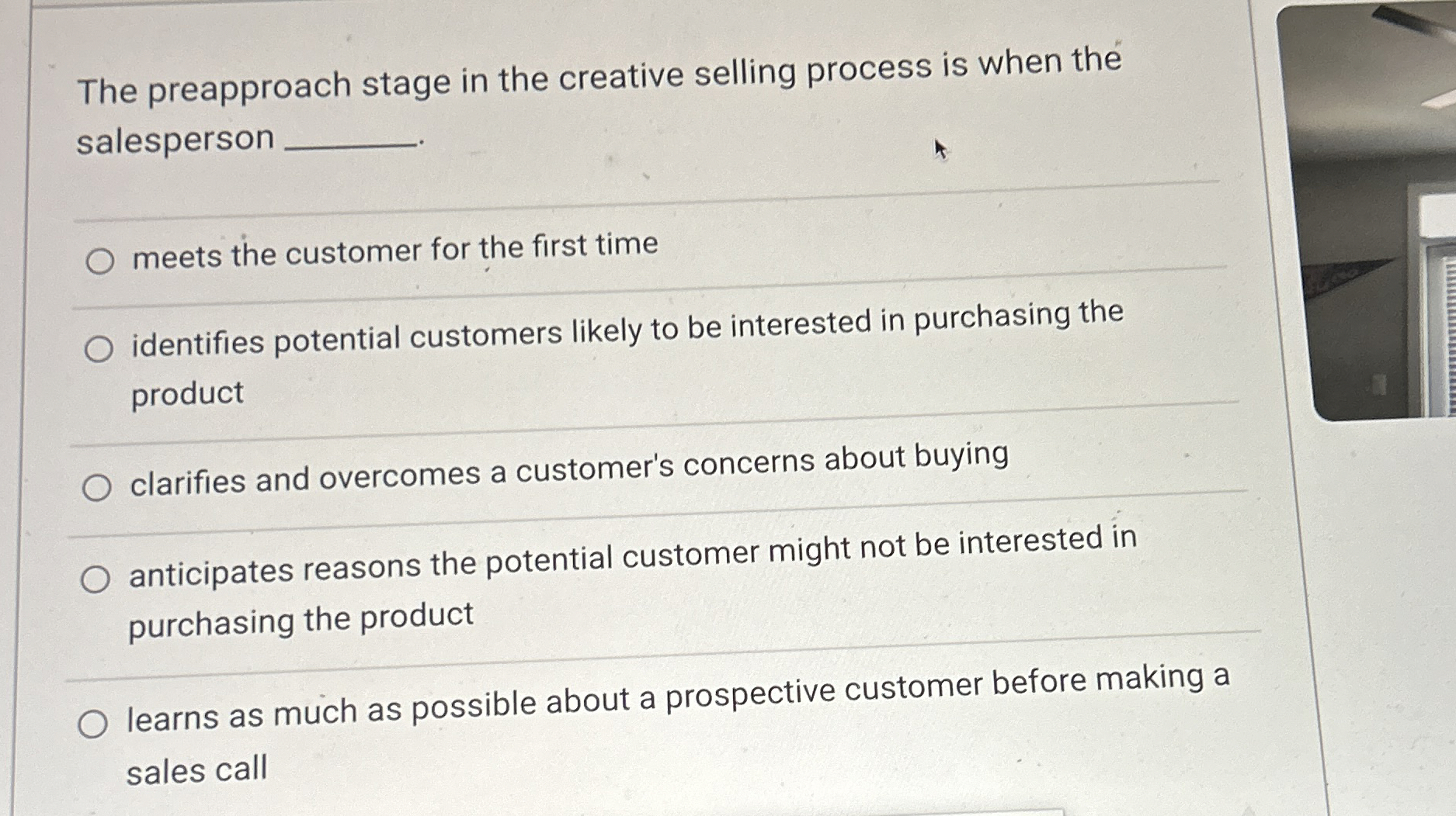 Solved The preapproach stage in the creative selling process | Chegg.com