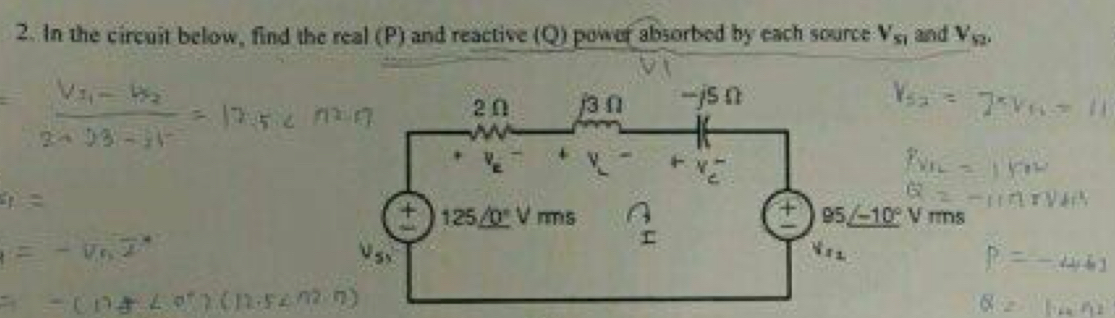 Solved In the circuit below, find the real (P) ﻿and reactive | Chegg.com