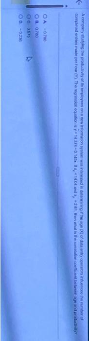 Solved A company studying the productivity of its employees | Chegg.com