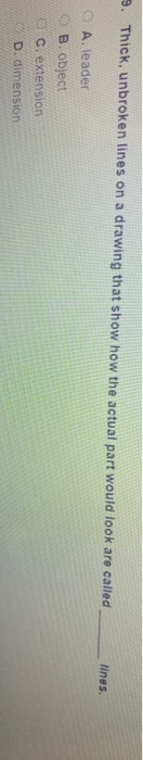 Solved 3. Thick, unbroken lines on a drawing that show how | Chegg.com