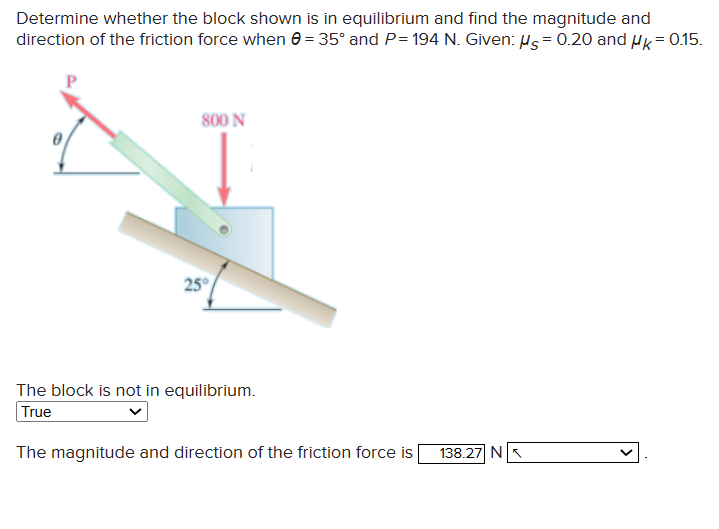 Solved Determine whether the block shown is in equilibrium | Chegg.com