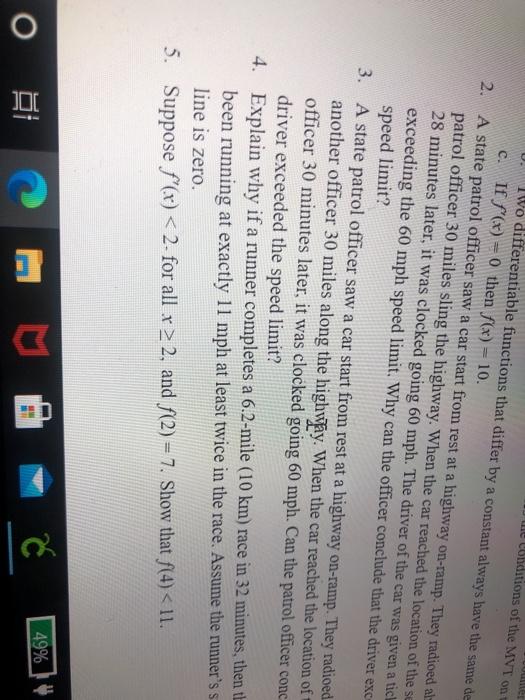 Solved Due Conditions of the MVT on ute C. 2. Iwo | Chegg.com