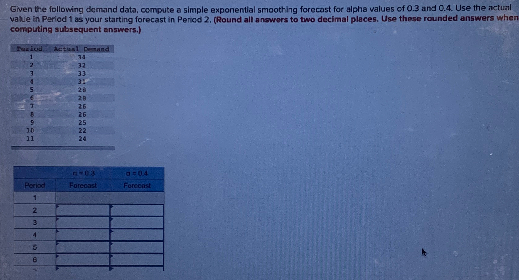 Given the following demand data, compute a simple | Chegg.com