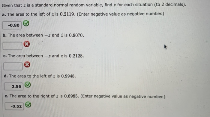 Solved Given that z is a standard normal random variable, | Chegg.com
