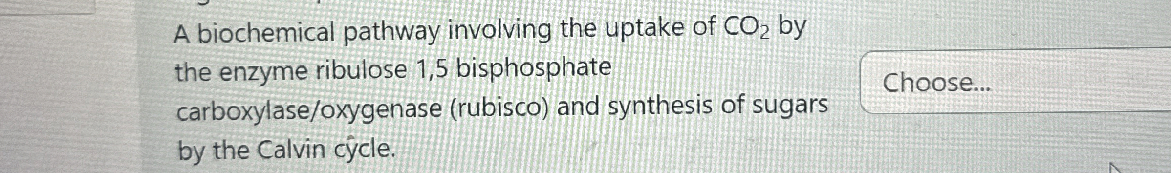 Solved A biochemical pathway involving the uptake of CO2 | Chegg.com