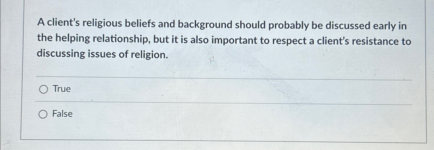 Solved A client's religious beliefs and background should | Chegg.com