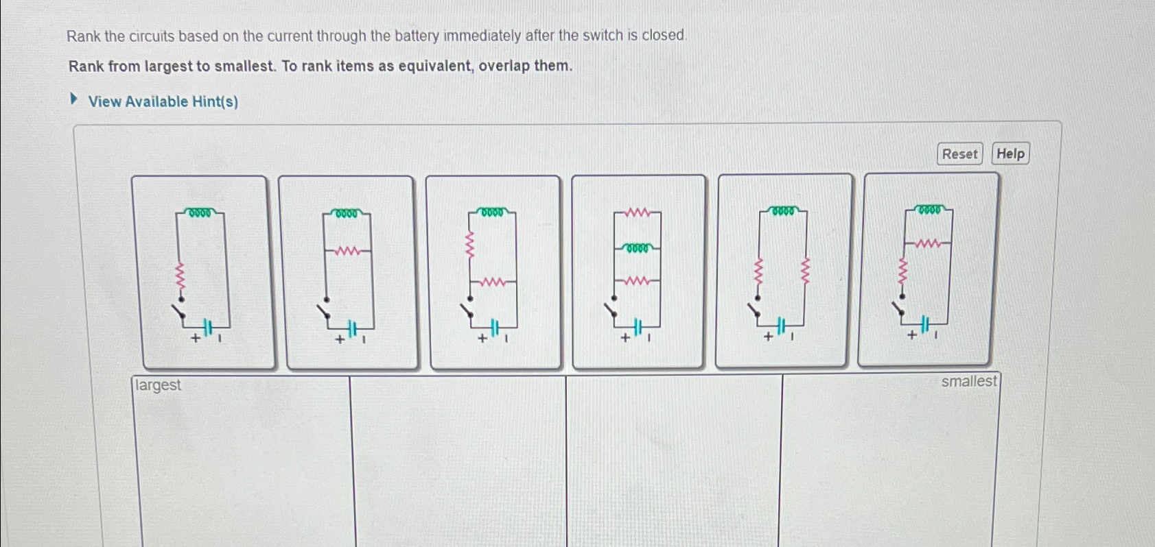 Solved Rank the circuits based on the current through the | Chegg.com