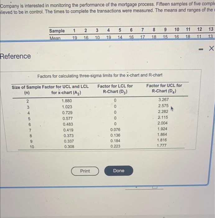 Solved Set up the x-chart by specifhing the center line and | Chegg.com