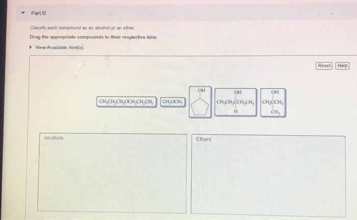 Solved Part 8 Classify each compound as an alcohol ar an | Chegg.com