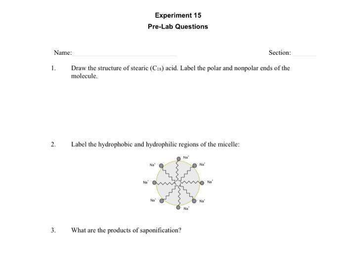 Solved Experiment 15 Pre-Lab Questions Name: Section: 1. | Chegg.com