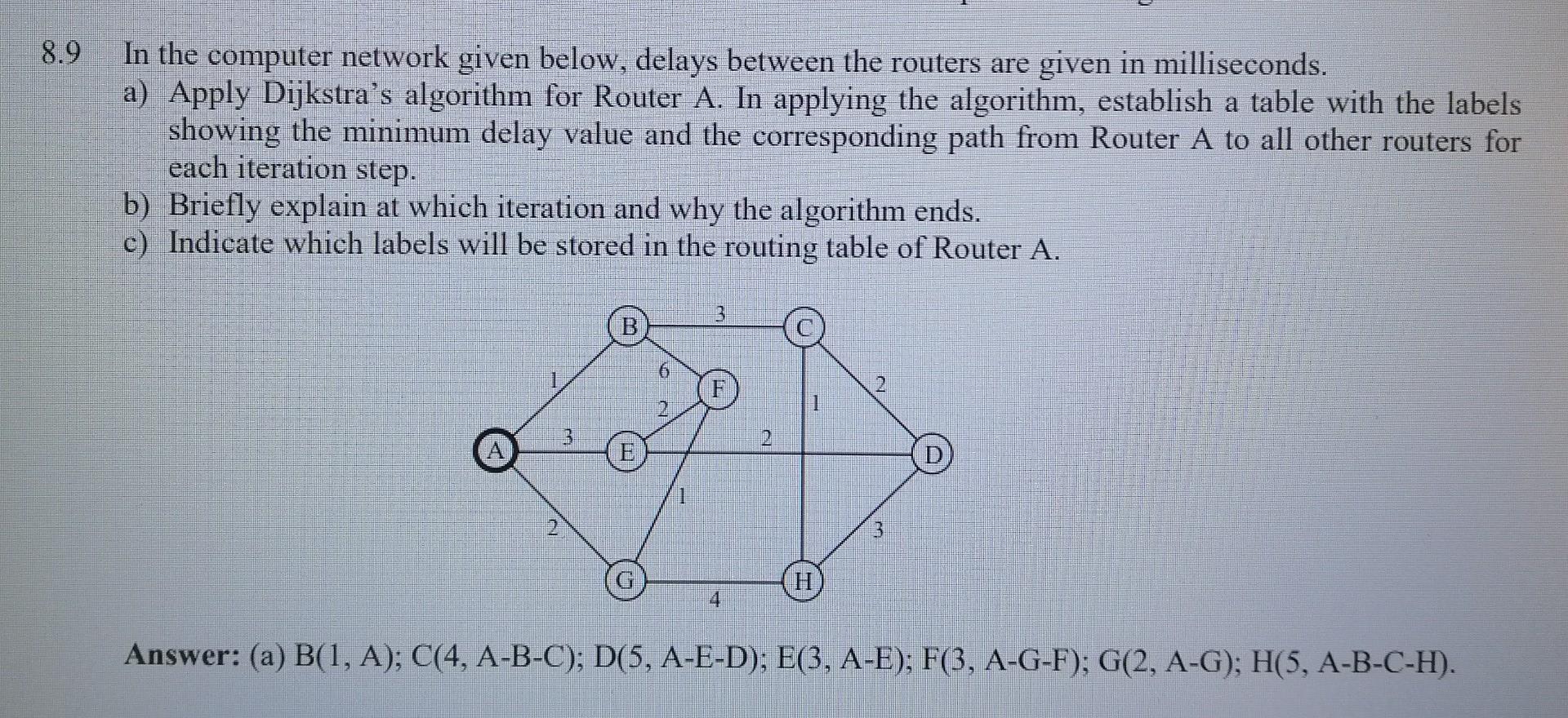 Solved 8.9 In the computer network given below, delays | Chegg.com