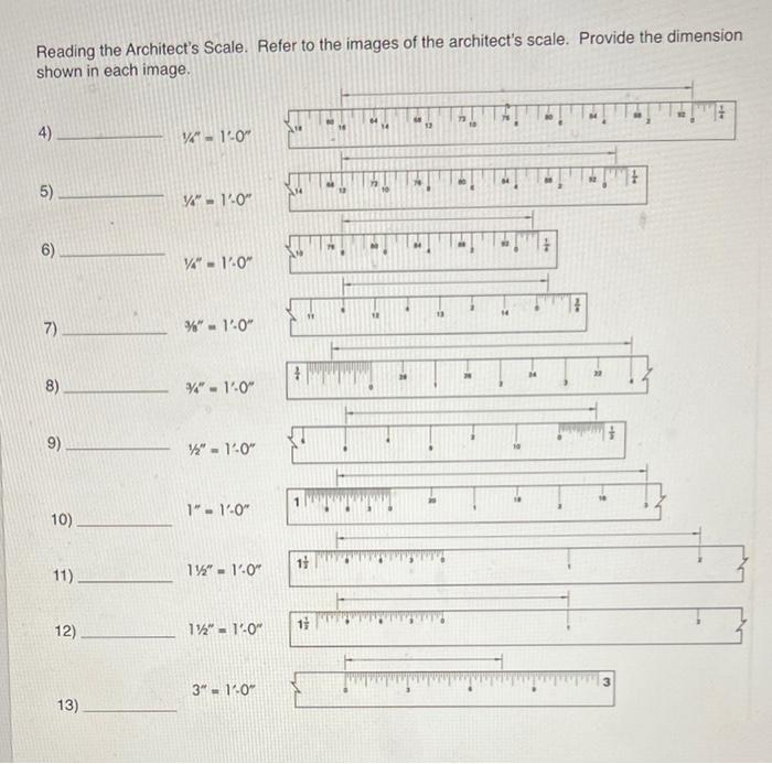 Solved Reading the Architect's Scale. Refer to the images of | Chegg.com