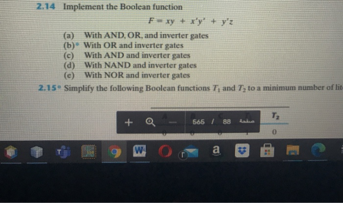 Solved 2.14 Implement the Boolean function F- xy + xy + y'z | Chegg.com