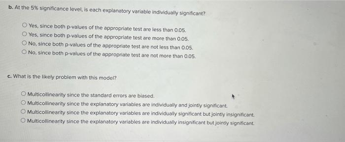 Solved Using 20 observations, the multiple regression model | Chegg.com
