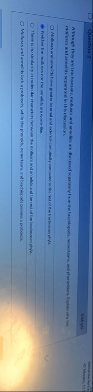 Solved Question 20.08 ﻿ptsAlthough they are trochozoans, | Chegg.com
