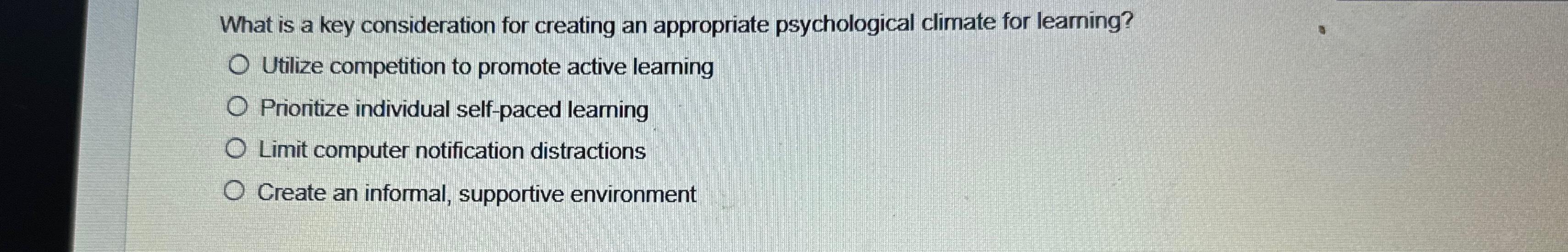 Solved What is a key consideration for creating an | Chegg.com