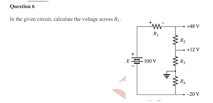 Solved Question 6In the given circuit, calculate the voltage | Chegg.com