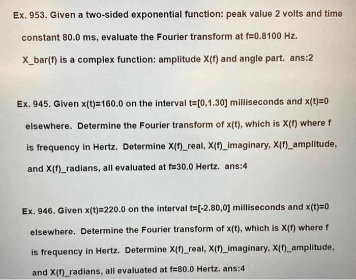 Solved Ex. 953. Given a two-sided exponential function: peak | Chegg.com