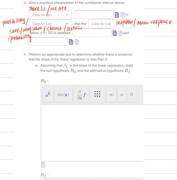 Solved For an explanatory variable and a response variable y | Chegg.com