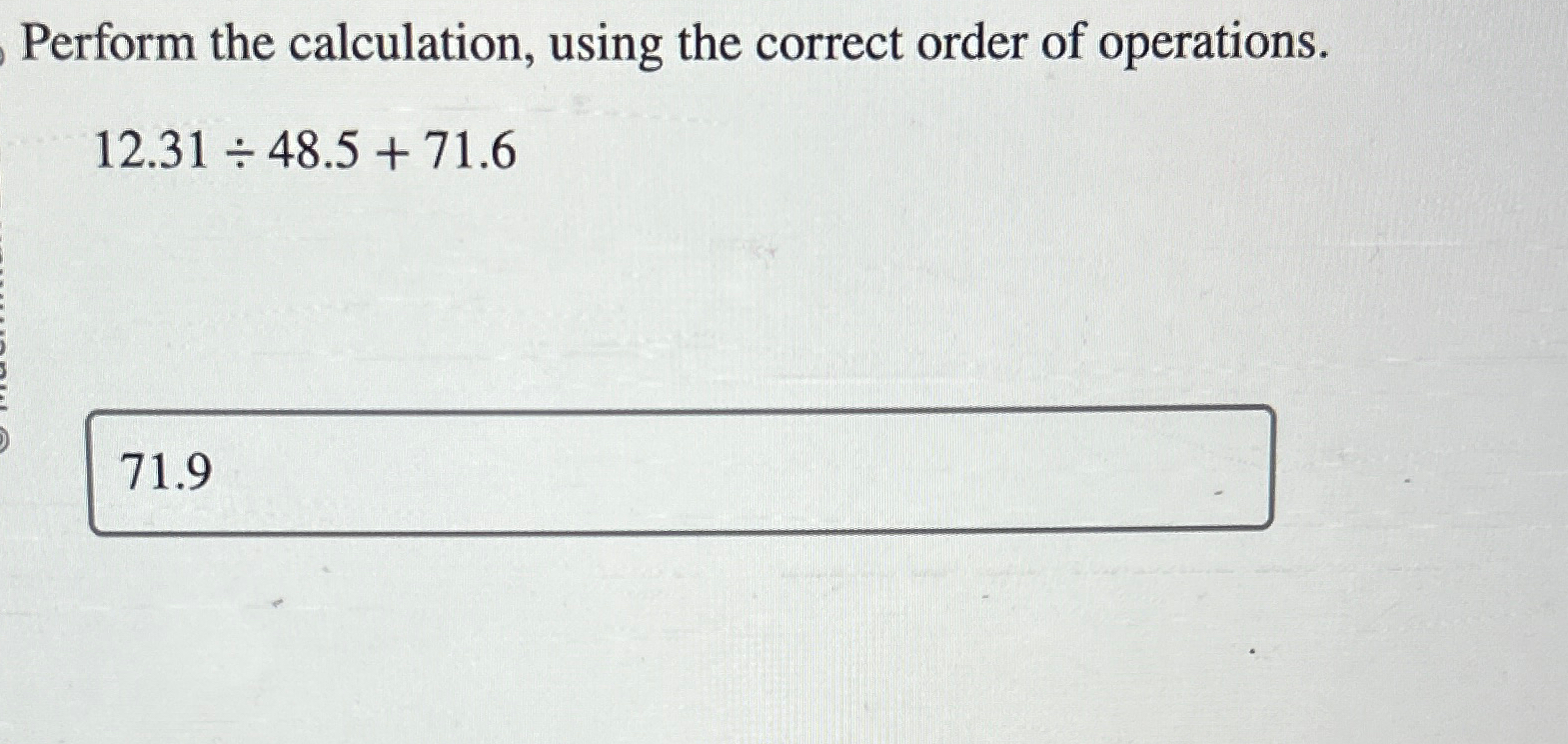 Solved Perform the calculation, using the correct order of | Chegg.com