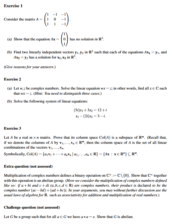 Solved Exercise 1Consider the matrix | Chegg.com