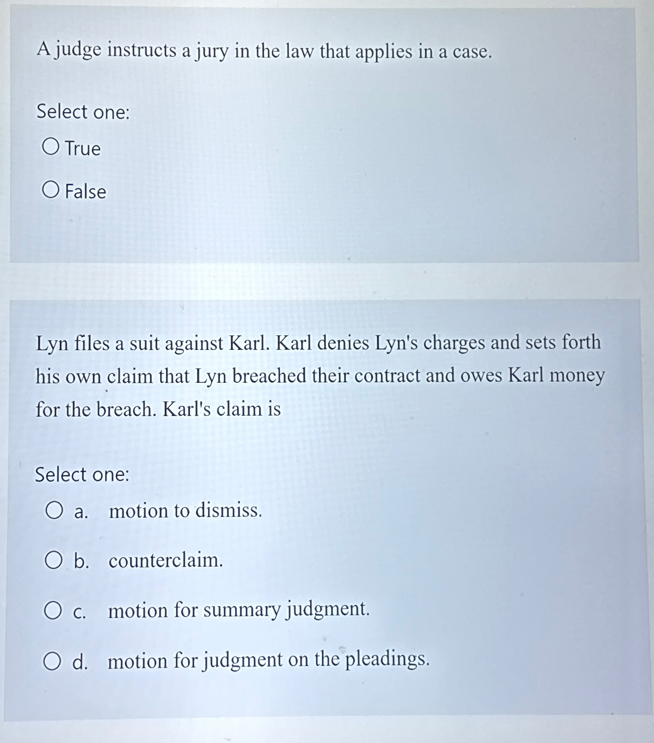 Solved A judge instructs a jury in the law that applies in a | Chegg.com
